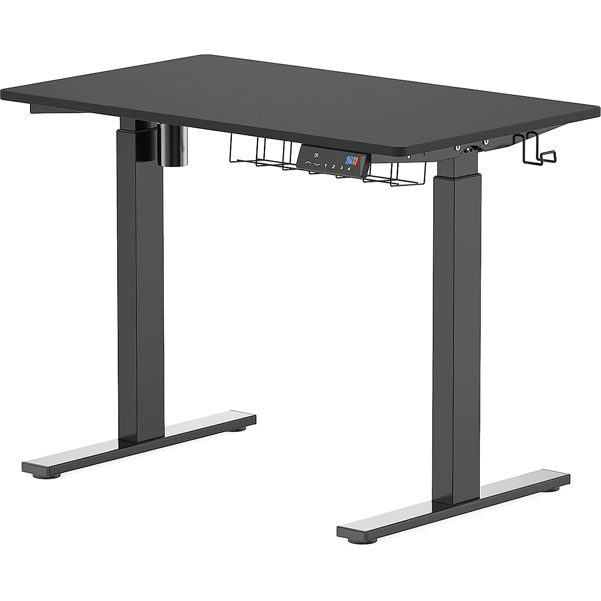 SHW 40-Inch Electric Height Adjustable Standing Desk with Memory Preset and Cable Management Tray, Black