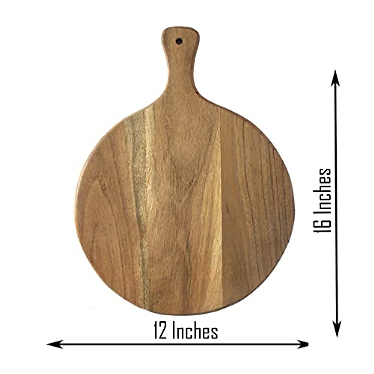 Affinty Decor Wood Cutting Board Round Paddle for Meat Bread Serving Board Charcuterie Board Circular Circle Cutting Board (Brown_12x16")