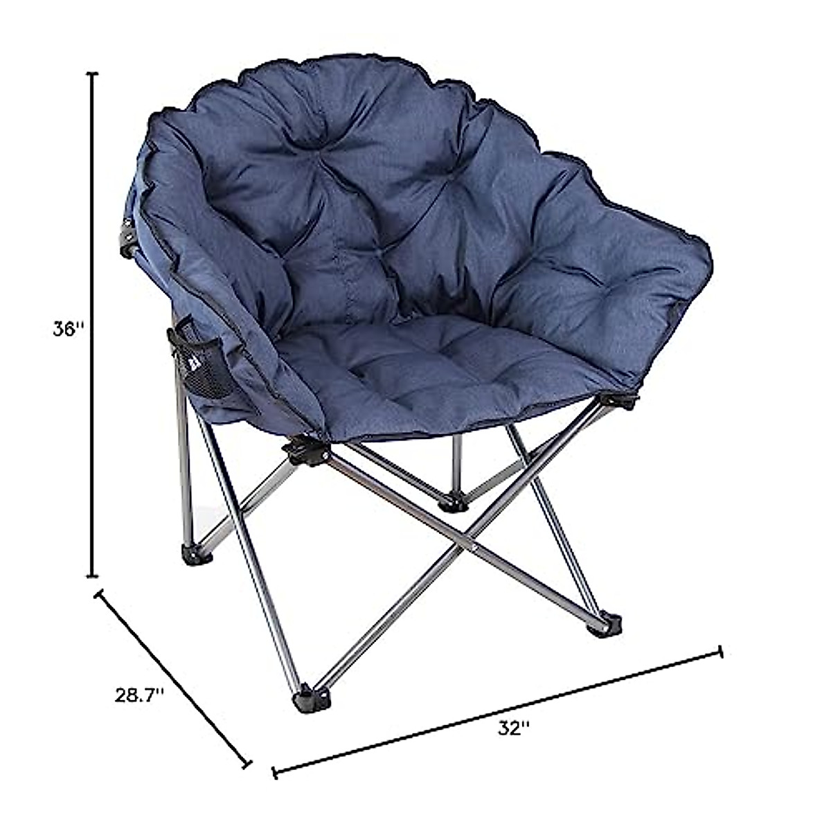 MacSports C932S-130, Blue Padded Cushion Outdoor Folding Lounge Patio Club Chair