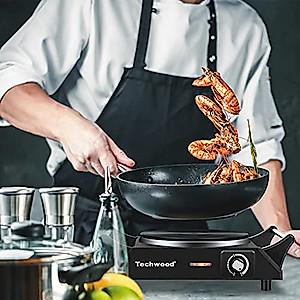 Hot Plate, Techwood Electric Stove for Cooking, 1500W Countertop Single Burner with Adjustable Temperature & Stay Cool Handles, 7.5” Cooktop for RV/Home/Camp, Compatible for All Cookwares Upgraded Version