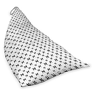 Lunarable Siberian Husky Lounger Chair Bag, Repetitive Sled Dogs Simplistic Pattern on Plain Background, High Capacity Storage with Handle Container, Lounger Size, Charcoal Grey and White
