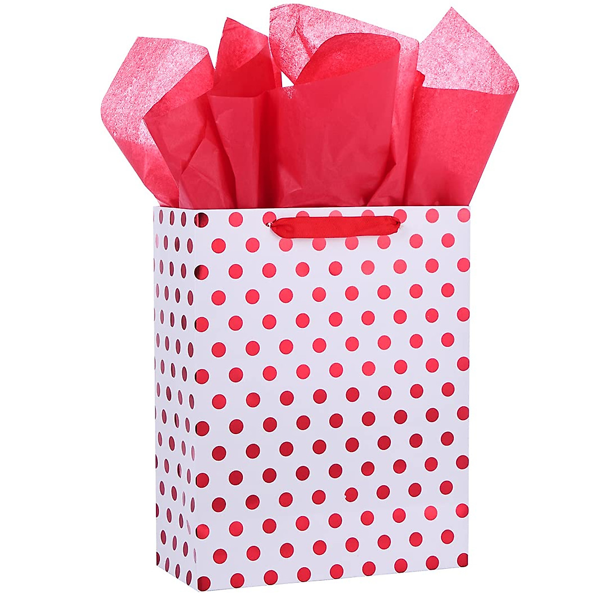 SUNCOLOR 4 Pack Large Gift Bags With Tissue Paper for Valentines's day, Birthday, Father's Day, Mother's and More