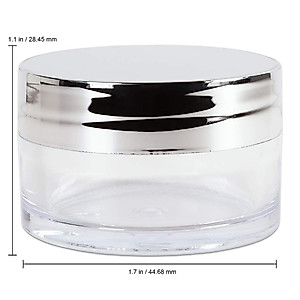 Beauticom 20g/20ml USA Acrylic Round Clear Jars with Lids for Lip Balms, Creams, Make Up, Cosmetics, Samples, Ointments and other Beauty Products (12 Pieces, Silver Lid (Flat Top))
