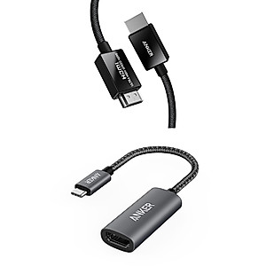 Anker 8K@60Hz HDMI Cable, Ultra High Speed 4K@120Hz 48Gbps 6.6 ft USB C to HDMI Adapter (4K@60Hz), 310 USB-C Adapter (4K HDMI)