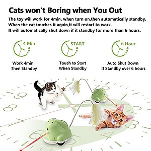Automatic Cat Toys for Indoor Cats Replace Feather,Rechargeable Kitten Toys for Carpet,Robotic Cat Feather Toys with Laser,Self Moving Interactive Motorized Pet Electric Toys, Remote Cat Toy Exercise
