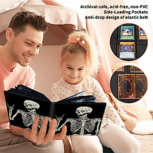 4 Pocket Card Binder, Waterproof Trading Card Folders with Double Sided Pockets, 320 Card Collection Binder for Game Cards/Most Standard Size Cards/Sports Cards, Rock Skull