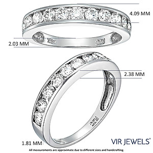 VIR JEWELS 1 cttw Diamond Wedding Anniversary Band for Women Half Eternity Diamond Engagement Ring 14K White Gold Channel Set SI2-I1 Clarity Certified Size 8