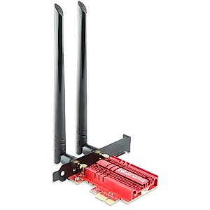 WiFi Card 5400Mbps PCIe WiFi 6E Card, Bluetooth 5.2, Intel WiFi 6E AX210 Chip, Tri-Bands(6GHz/5GHz/2.4GHz) Wireless WiFi 6 Card for PC, Support Windows 11/10(64Bit)