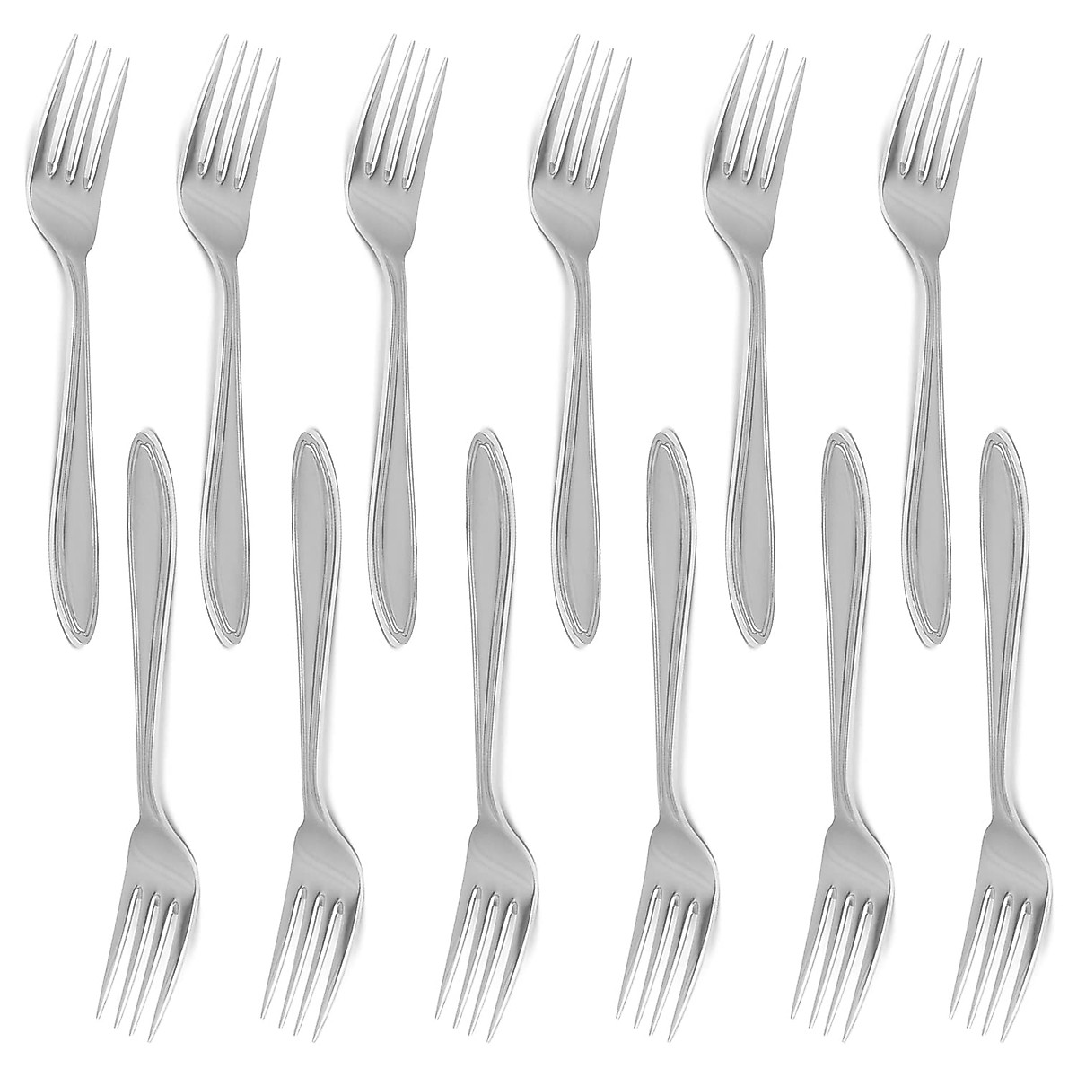 Royal 12-Piece Mini Dessert Forks Set - 18/10 Stainless Steel, 6.0" Mirror Polished Flatware Utensils - Great for Tastings, Cakes, and Using in Home, Kitchen, or Restaurant