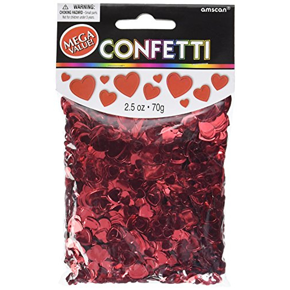 Amscan Red Metallic Hearts Confetti, 2.5 oz, 1 Pack