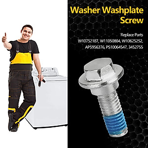 W10752187 W11050804 Washer Washplate Screw Compatible with Whirlpool Washing Machine Washplate Agitator Bolt - 2 Pack
