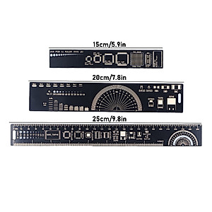 PCB Engineering Ruler, Scratch Free Accurate Spacing Clear Metric PCB Scale Ruler 3 Sizes for Electronic Engineers