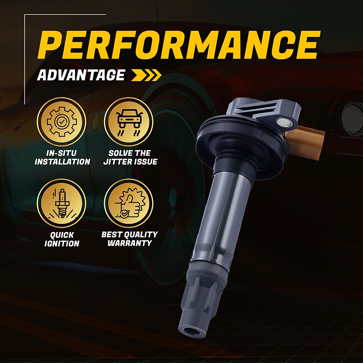 Yoshi Motors Pack of 6 Ignition Coil Replacement For Ford Explorer 2013-2019 F-150 Lincoln MKS Navigator V6 3.5L UF646 BL3Z12029A BL3Z12029B BL3Z12029C DG549 E1146 C-902 GN10638 C1814 BL3Z-12029C