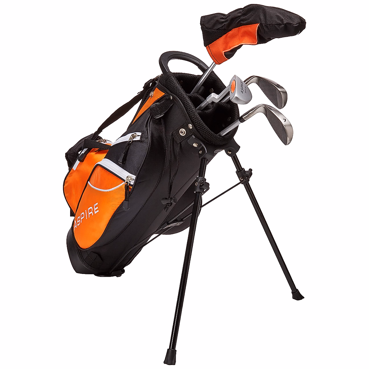 Aspire Golf Junior Plus Complete Golf Club Set for Children Kids - 5 Age Groups Boys & Girls - Right Hand (Orange Ages 5-6)