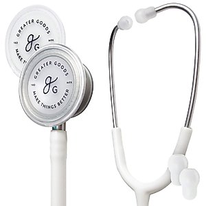 Greater Goods Premium Dual-Head Clinical Grade Stethoscope for Doctors, Nurses, Students, White