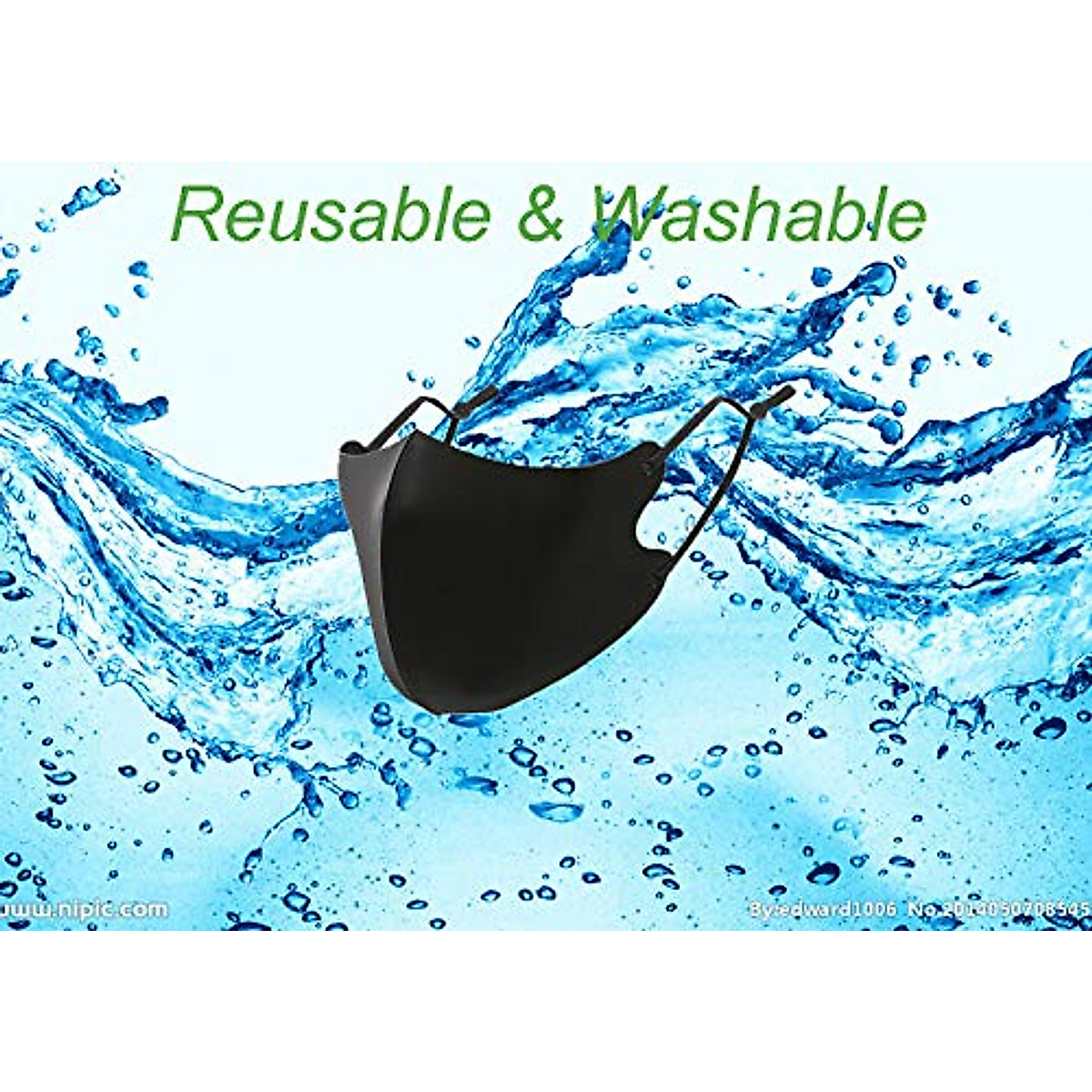 5 Pack Ice Cotton (synthon) Fashion Protective Mask, Unisex Dust Ice Cotton Shield, Reusable Single Layer Ice Cotton Fabric Comfortable Mask, Washable and Breathable(Black)