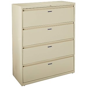 Lorell 4-Drawer Lateral File, 42 by 18-5/8 by 52-1/2-Inch, Putty