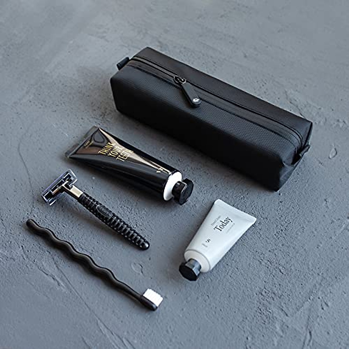 Comfyable Small Toiletry Bag for Men, Slim Mini Toiletry Bag, Toothbrush Bag, Mini Dopp Kit Bag for Electronics, Tech, Gym, Water-Resistant Essentials Bag, Black