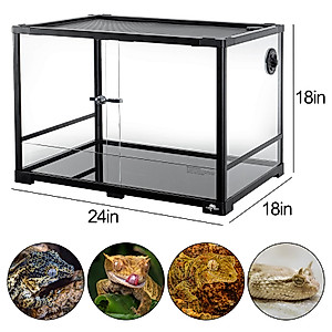 CAVACHEW 34 Gallon Reptile Tank, Glass Terrarium 24" x 18" x 18", Sliding Door, Top Ventilation, Cable Pass, Humidify Hole, Cage Habitat for Bearded Dragon, Lizard, Snake, Gecko