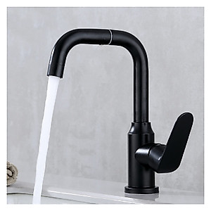 JEMITA Kitchen Faucet 304 Stainless Steel Black & Chrome Hot and Cold Mixer Sink Tap Deck Mount 360 Degree Swivel Kitchen Sink Faucets (Color : 02)