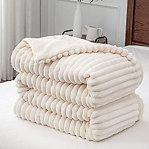 BEDELITE Fleece King Comforter Set -Super Soft & Warm Fluffy White Bedding, Luxury Fuzzy Heavy Bed Set for Winter with 2 Pillow Cases
