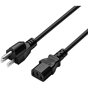 4Ft 3 Prong AC Power Cord Cable Fit for Dell Alienware 25 Gaming Monitor AW2518H AW2518HF NEMA 5-15P to IEC320C13