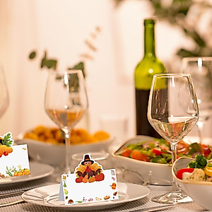 Thanksgiving Table Place Cards Turkey Tent Name Cards 24 Pcs Guest Thanksgiving Food Label Fall Party Supplies