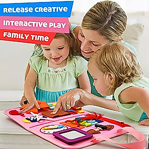 Buauty Busy Board Montessori Toys for 1 2 3 4 Year Old Toddlers, Sensory Toys Board Preschool Activities Learning Education Toys Baby Travel Toys for Kids Age 1-4, Gifts for Girls Boys 1 2 3 Year Old