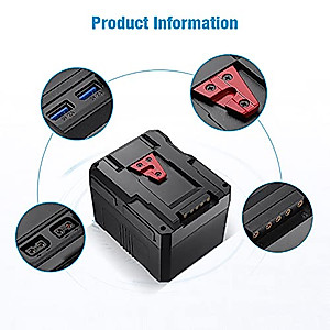 Powerextra V Mount/V Lock Battery - 222Wh 14.8V 15000mAh Rechargeable Li-ion Battery for Broadcast Video Camcorder, Compatible with Sony HDCAM, XDCAM, Digital Cinema Cameras and Other Camcorders