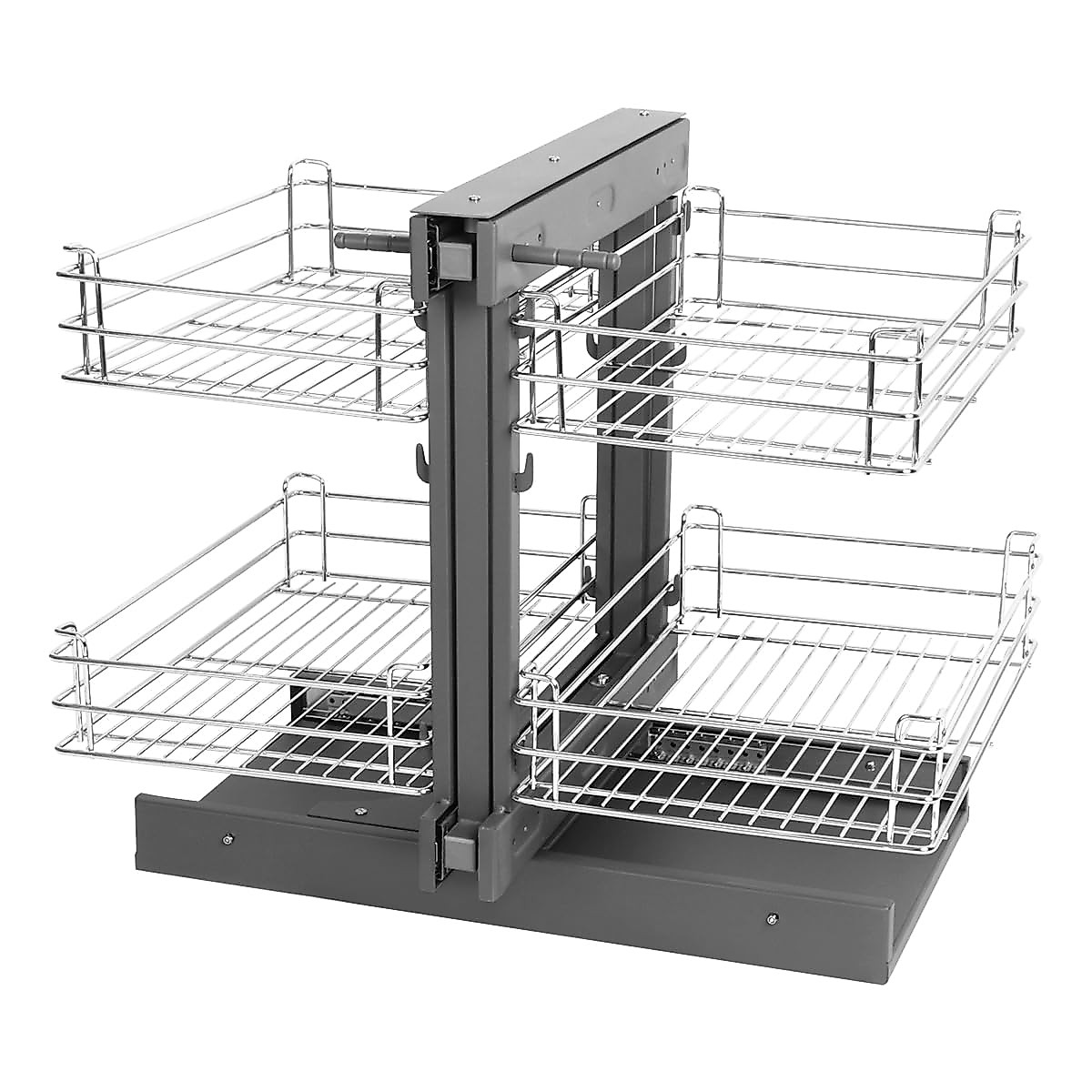 Xverycan Modern Cabinet Corner Organizer, 2-Tier 4-Basket Pull Out, Soft Close, 26.7"L x 18.1"W x 22.4"H