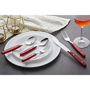ANNOVA Silverware Set 20 Pieces Stainless Steel Cutlery Color Handle With Rivet/Retro Flatware - 4 x Dinner Knife; 4 x Dinner Fork; 4 x Salad fork; 4 x Dinner Spoon; 4 x Dessert Spoon (Red) Christmas