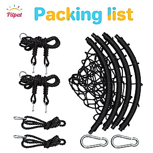 Pitpat 40" Spider Web Swing with 4 Ropes Adjustable from 55" to 102", Spider Swing for Kids for Kids MAX 440 Lbs Load and Stainless Steel Frame, Outdoor Large Web Swings for Tree - Black Upgraded