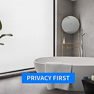 Frosted Glass Window Privacy Film Decorative, Bathroom Privacy Film for Glass Windows Cover, Static Cling, Removable, Reusable, Anti-UV, Anti-Glare, Heat Blocking,17.5X78.7Inch