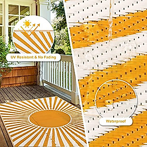 Anidaroel Outdoor Area Rug for Patio Clearance 5X8ft Waterproof, Reversible Plastic Straw Rug Outside Rug, Stain & UV Resistant RV Mat for Camping, Porch, Balcony, Pool Deck, Backyard, Orange