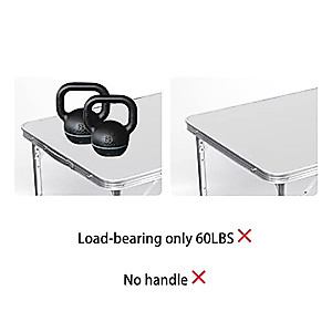 Moosinily Folding Camping Table, 4 Ft Aluminum Folding Table, Picnic tablee with Handle, Adjustable Portable Camp Table for Picnic, BBQ, Party, Beach/White