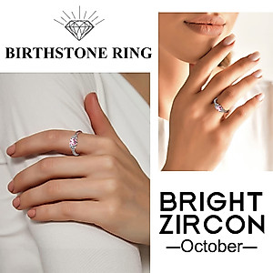 Bestyle Infinity Love Celtic Knot Rings for Women October Pink Tourmaline Gemstone Celtic Knot Rings with Sparkling Cubic Zirconia, Brilliant Love Heart Diamond Halo Rings