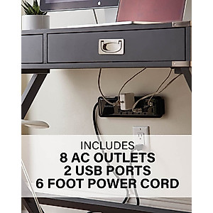 SANUS Surge Protected Power Strip - 8 Outlets & 2 USB Ports