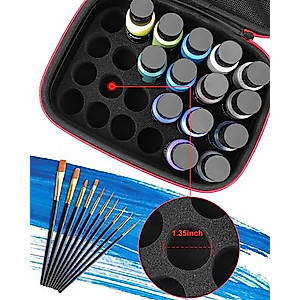 Acrylic Paint Storage case for Apple Barrel Acrylic Paint with 10pcs Paint Brush, Craft Paint Storage for 24 Bottles of 2 oz Acrylic Paint, Hard Shell Acrylic Paint Bottle Storage Organizer case