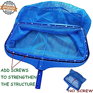 AnSun Upgraded Pool Skimmer Net, Heavy Duty Leaf Rake for Cleaning Swimming Pool & Pond, Fine Mesh Deep Bag Catcher with Strong Plastic Frame