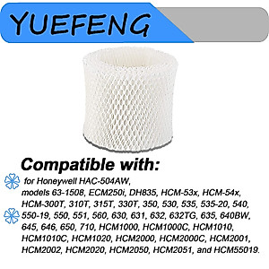 YUEFENG 6 Pack Humidifier Filters Replacement for Honeywell Humidifier HAC-504, HAC-504AW, HCM 350 (6)