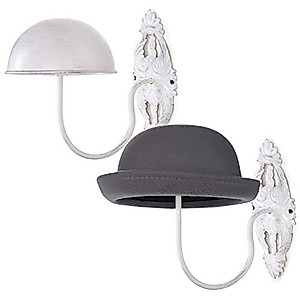 MyGift Vintage Black Metal Wall Mounted Hat Holder Rack for Wig, Cap, Fedora, Helmets, Set of 2