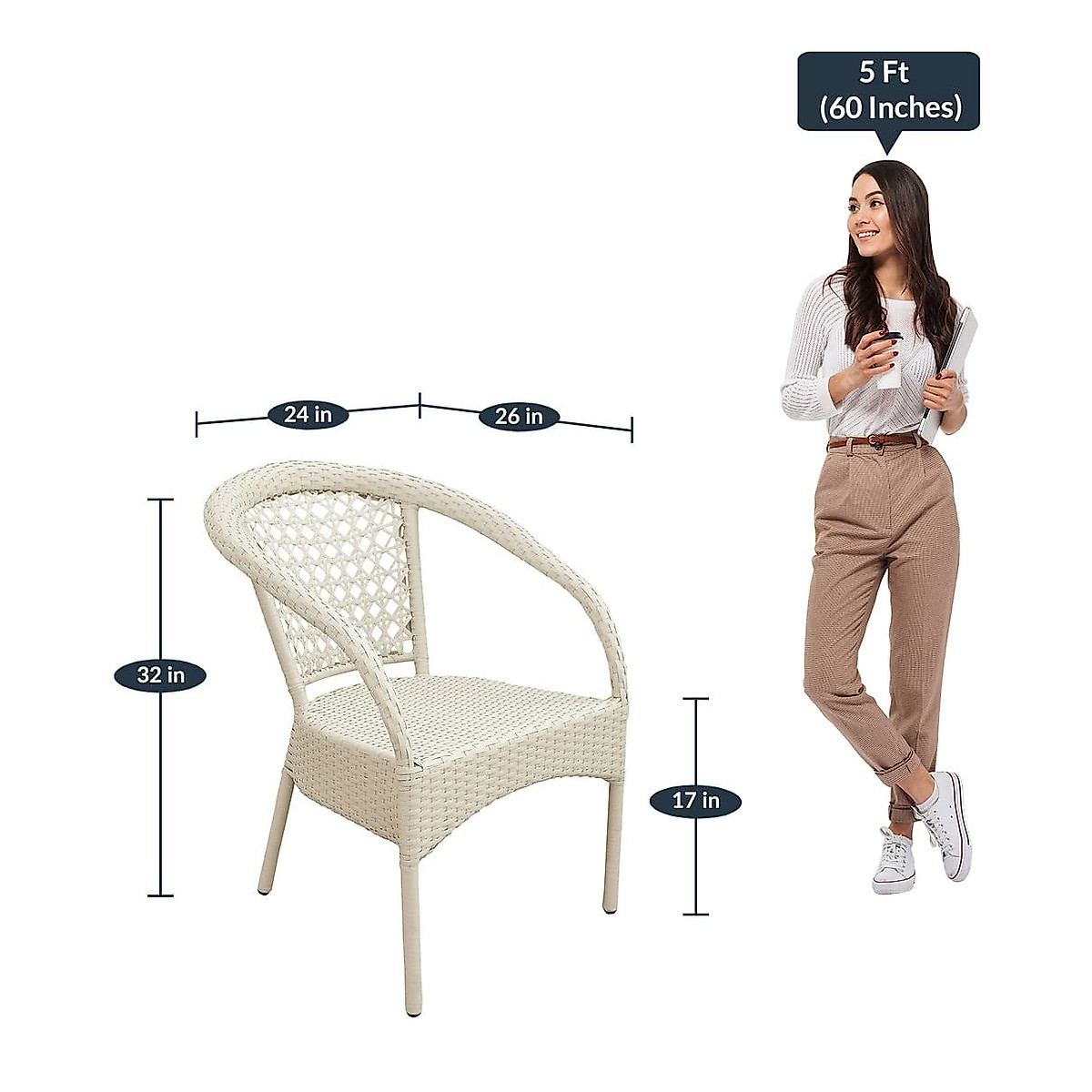 Kid Zone Urban Craft™ D-8 Outdoor Furniture Garden Patio Seating Set 4+1 (4 Chairs, 1 Table Set) Balcony Furniture Coffee Table Set (White) Black 3 Extra Large