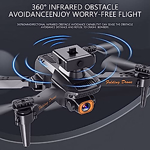 Mini Drone Foldable Dual 1080P Camera HD FPV Drone, 2.4GHz WiFi Quadcopters with Control, 3-Level Flight Speed, Gravity Control, Rolling 360°, for Adults Kids Holiday Toys Gift