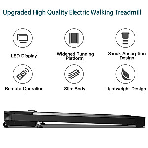 GYMAX Under Desk Walk Treadmill, Easy Assembly Flat Treadmill with LED Display, Touch Control, Independent Remote Controller, Electric Walking & Jogging Machine with 3 Preset Models & 12 Built-in Prog