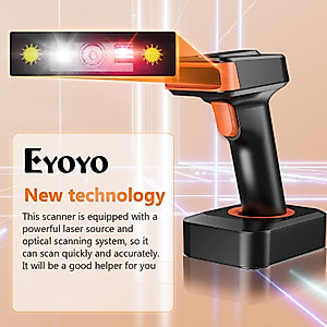 Eyoyo 2D QR Wireless Barcode Scanner, 3 in 1 Bluetooth & USB Wired & Wireless 1D 2D QR Barcode Reader, 2500mAh Cordless Bar Code Scanner for PC, iPhone, iPad, Tablets