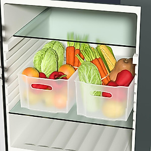 Minekkyes 4-Pack Plastic Freeze Bin, Stackable Freezer Storage Boxes, Chest Freezer Storage Containers, Matte Transparent