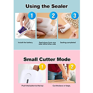 NOBVEQ Mini Bag Sealer, Handheld Heat Vacuum Sealer, Cutter with Lanyard and 2 in 1 Heat Sealer , Portable Bag Resealer Machine for Plastic Bags Food Storage Snacks Freshness