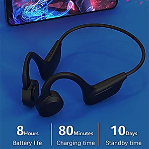 VG02 Wireless Bluetooth 5.1 Osteoconductive Headset, Ear Hook Sports Headset Business Headset, IPX 6 Waterproof & Sweatproof,for Running, Horse Riding and Hiking, Compatible for iOS Android (Black)