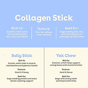Pupford Collagen Stick Chews for Dogs & Puppies, All Natural, Healthy, Bully Stick and Bone Alternative Treat (6", 4 Pack)