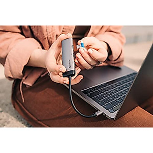 Verbatim USB-C Multiport Hub, USB C Adapter Made Aluminum for Laptops MacBooks and Smartphones, Multimedia Adapter Plug with Four USB 3.2 Gen 1 Ports, Silver